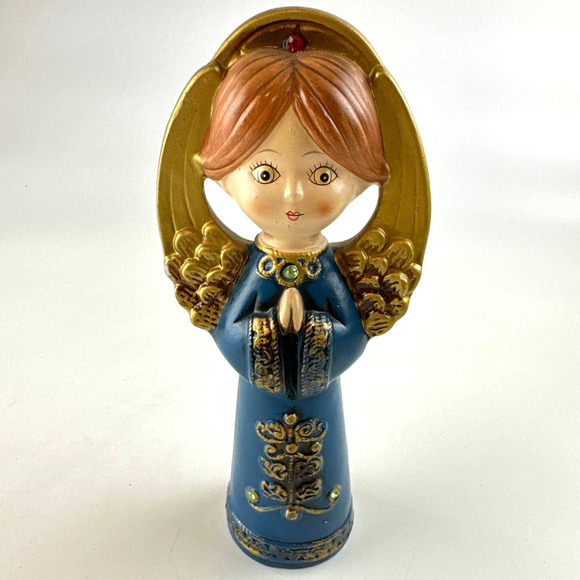 Ardco | Holiday | Vintage Ardco Praying Blue Angel Figurine Carved Wood ...